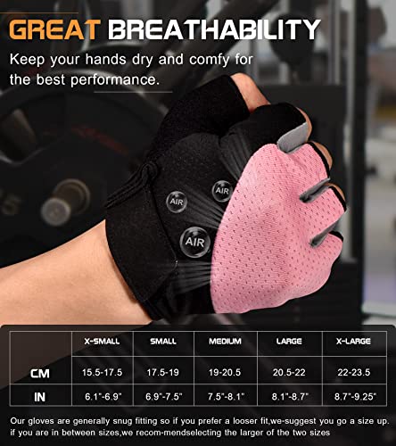 Sunnex Gym Gloves for Women, Workout Gloves Women, Fingerless Gloves for Weightlifting, Lightweight Breathable Fitness Gloves, Sports Gloves for Training Lifting Weight Cycling Climbing Rowing