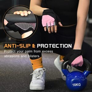 Sunnex Gym Gloves for Women, Workout Gloves Women, Fingerless Gloves for Weightlifting, Lightweight Breathable Fitness Gloves, Sports Gloves for Training Lifting Weight Cycling Climbing Rowing