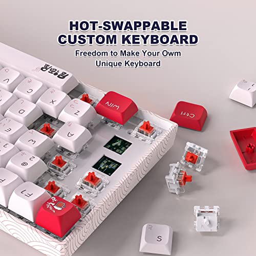 COSTOM XVX M84 Hot Swappable Wireless Mechanical Keyboard, 75% Layout TKL Gaming Keyboard, N-Key Rollover RGB Backlit Custom Keyboard for Windows Mac PC Gamers(Izakaya Theme, Gateron Red Switch)