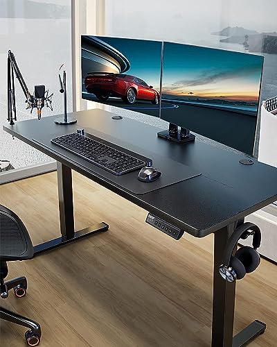 ErGear Height Adjustable Electric Standing Desk, 55 x 28 Inches Sit Stand up Desk, Memory Computer Home Office Desk (Black)