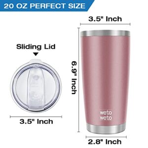 WETOWETO 20oz Insulated Stainless Steel Tumbler, Coffee Tumbler, Double Wall Vacuum Travel Coffee Mug, Powder Coated Tumbler Cup (Rose Gold,1)