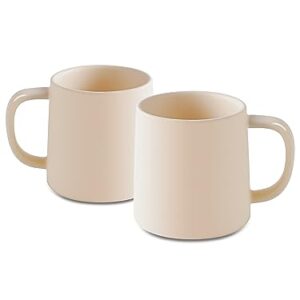 T-WARE Coffee Mug, Ceramic Mug Sets, 16 Oz Coffee Mug Set, Coffee Cup for Office and Home, Set of 2, Beige