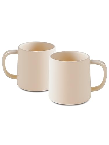 T-WARE Coffee Mug, Ceramic Mug Sets, 16 Oz Coffee Mug Set, Coffee Cup for Office and Home, Set of 2, Beige