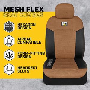 Cat® MeshFlex Automotive Seat Covers for Cars Trucks and SUVs (Set of 2) – Beige Car Seat Covers for Front Seats, Truck Seat Protectors with Comfortable Mesh Back, Auto Interior Covers