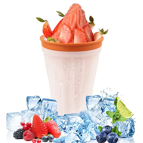 TIKTOK Frozen Magic Slushy Maker Cup - Slushie Machine & Ice Cream Machine in One, Cool Gadgets for Kids & Adults, BPA-Free, 150ml Capacity (Orange)