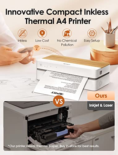 iDPRT A4 Thermal Printer, Future800 Inkless Printer, 300dpi Resolution 4ips Fast A4 Paper Printer with Auto Cutting, 100 Sheets Capacity, Compact Design, Support WiFi App Wireless or USB Connection