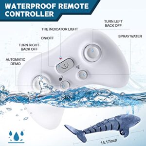 New Upgrade Pool Toys Remote Control Whale Shark Toys Outdoor RC Boat Water Toys for Kids Age 8-12 , 6+ Year Old Boys & Girls (2 x Batteries)