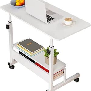 Computer Desk Adjustable Home Office Bedside Small Spaces Storage Convenient Universal Movable Table Detachable Wheels Living Room Sofa Desk Home Office Desk Furniture Size 15.7 * 31.5 Inch,White