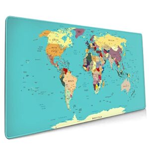 Granbey Extra Large World Map Mouse Pad XXXL Mousepad Gaming Accessories Waterproof Full Desk Cover Mousepad with Stitched Edge for Laptop Computer and PC 35.5" x 16" World Map with Countries