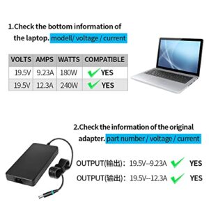 Sim 240W Laptop Charger for Dell Alienware 13 14 15 16 17 M17 M16 M15 M14 R1 R2 R3 R4 R5 M17X R2 R3 M18X Area-51m R2 G5 G7 G15 M6400 M6500 M6600 J211H FWCRC C3MFM U896K 6RTJT AC Adapter Power Cord