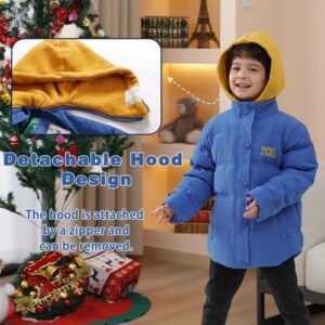 XIFAMNIY Kids Thicken Hooded Jacket Warm Winter Coat Windproof Outwear for Boys Padded Jacket Cool Casual 5-10T