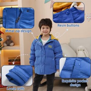 XIFAMNIY Kids Thicken Hooded Jacket Warm Winter Coat Windproof Outwear for Boys Padded Jacket Cool Casual 5-10T