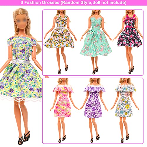 BARWA 10 Sets Doll Clothes Including 3 Sequins Dresses 3 Fashion Floral Dresses 4 Casual Outfits Tops and Pants for 11.5 inch Girl Dolls…