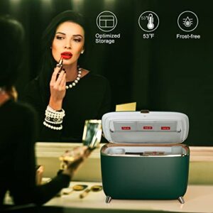 LVARA Mini Skincare Fridge 9 Liters, [Upgraded 2.0] Beauty Fridge with Constant Temperature. Portable Compact Makeup Refrigerator. Cosmetics Storage for Bedroom, Office. Dark Green