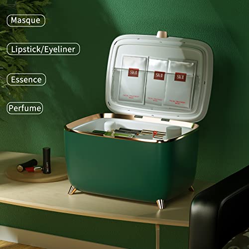 LVARA Mini Skincare Fridge 9 Liters, [Upgraded 2.0] Beauty Fridge with Constant Temperature. Portable Compact Makeup Refrigerator. Cosmetics Storage for Bedroom, Office. Dark Green