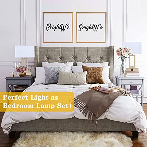 Set of 2 Table Lamps with Dual USB Ports,Touch Control for Bedside and Nightstand in Bedroom, 3-Way Dimmable Modern for Desk, Living Room, Office, LED Bulbs Included, Gold&White