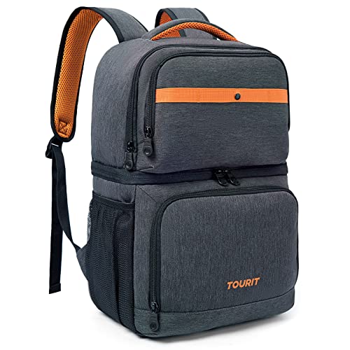 TOURIT Backpack Cooler with Double Decks, Insulated Cooler Bag for Lunch,Waterproof Lightweight Backpack for Men to Camping, Picnic, Hiking, Beach Park