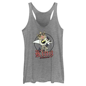 disney owl house king of demons women's racerback tank top, gray heather, medium