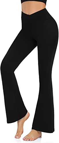 Women’s Bootcut Yoga Pants - Flare Leggings for Women High Waisted Crossover Workout Lounge Bell Bottom Jazz Dress Pants (X-Large, Black)