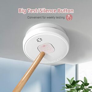 Putogesafe Smoke Detector, 10-Year Smoke Alarm with Photoelectric Sensor and Built-in 3V Lithum Battery, Fire Alarm with Test Button and Low Battery Warning, Fire Safety for Home, 4 Pack