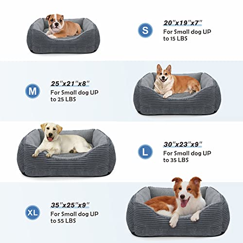 INVENHO Small Dog Beds, Rectangle Dog Beds for Large Medium Small Dogs, Durable Washable Dog Sofa Bed, Breathable Puppy Bed, Calming Orthopedic Dog Beds Cat Bed with Non-Slip Bottom (20''x19''x6'')