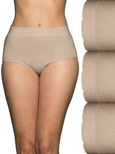 vanity fair women's seamless underwear, light smoothing, no pinch no show, brief-3 pack-neutral/neutral/neutral, 8