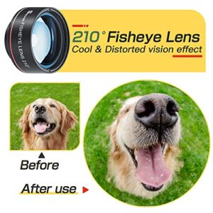 210° Fisheye Lens, Selvim Universal HD Phone Camera Lens Kit, Fish Eye Lens for iPhone 7 8 x xr 11 12 13 14 pro Samsung Pixel Smartphone, Cell Phone Lens with Clip, Funny Photos