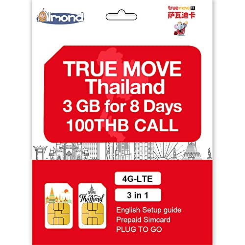 【Truemove Thailand】 Thailand SIMCards 3 GB Non-Stop Internet for 8 Days