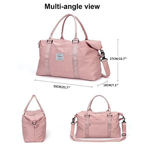 HYC00 Travel Duffel Bag,Sports Tote Gym Bag,Shoulder Weekender Overnight Bag for Women with Toiletry Bag,Pink, Large