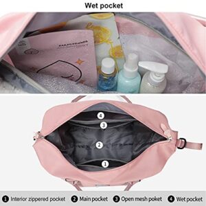 HYC00 Travel Duffel Bag,Sports Tote Gym Bag,Shoulder Weekender Overnight Bag for Women with Toiletry Bag,Pink, Large