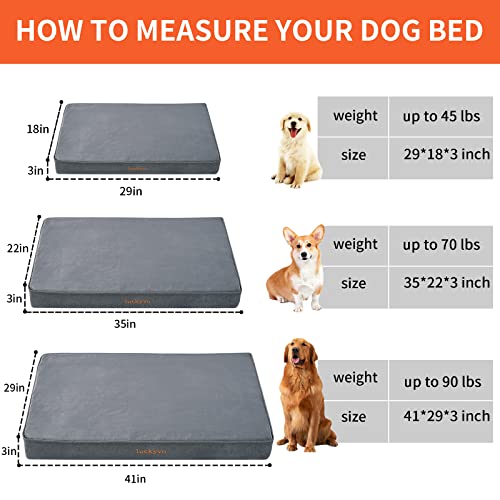 luckyvo Extra Large Dog Bed for Extra Large Dogs, Orthopedic Dog Bed with Washable Removable Cover,Waterproof Dog Bed for Crate, Memory Foam Dog/Pet Bed(41x29x3 inch, Grey)