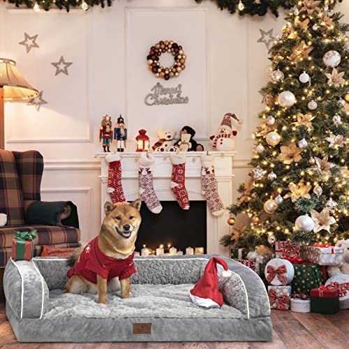 Yiruka Dog Beds for Large Dogs, Washable Dog Bed Sofa with Removable Cover, Waterproof Dog Bed Couch with Nonslip Bottom, High Bolster Dog Bed, Orthopedic Large Dog Bed up to 65 lbs