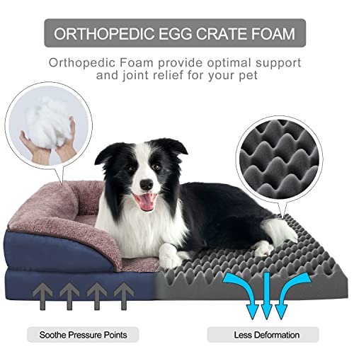 Orthopedic Dog Bed for Large Dogs up to 70/100lbs, Dog Sofa with Removable Washable Cover with Waterproof Lining Dog Beds