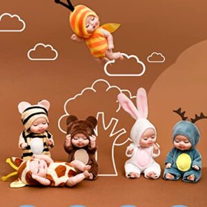 KOILLIEUS 4 inches Mini Small Baby Dolls Toys Action Figures 6 Tiny Babies in a Gift Box (A Edition)