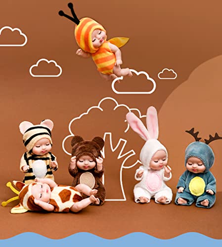 KOILLIEUS 4 inches Mini Small Baby Dolls Toys Action Figures 6 Tiny Babies in a Gift Box (A Edition)