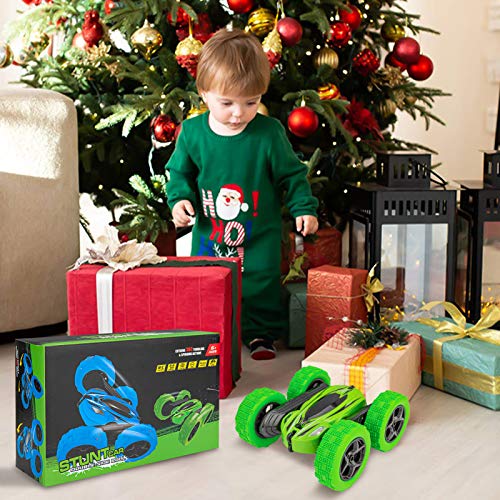 Remote Control Car RC Stunt Car for Kids, 4WD 2.4Ghz Double Sided 360° Rotating RC Car for Boys (Green)