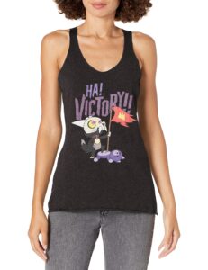 disney owl house victory for king women's racerback tank top, black heather, medium