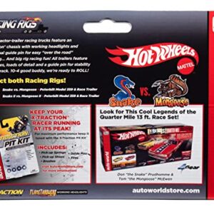 Auto World Xtraction Racing Rig Peterbilt 359 w/Trailer Snake II vs. Mongoose II (Flamethrower) HO Scale Slot Car