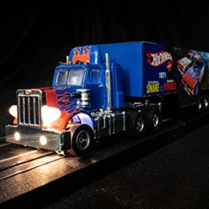 Auto World Xtraction Racing Rig Peterbilt 359 w/Trailer Snake II vs. Mongoose II (Flamethrower) HO Scale Slot Car