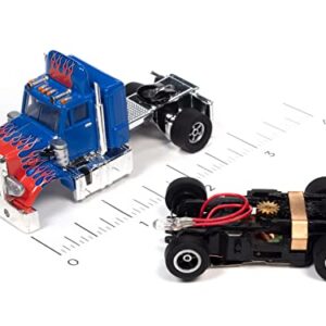 Auto World Xtraction Racing Rig Peterbilt 359 w/Trailer Snake II vs. Mongoose II (Flamethrower) HO Scale Slot Car