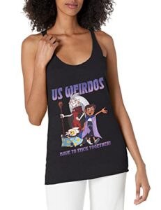 disney owl house weirdos unite women's racerback tank top, black heather, small