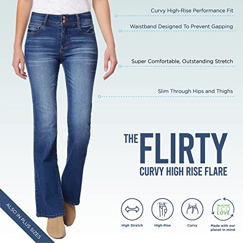 WallFlower Women's Size Flirty Curvy Flare High Rise Insta Stretch Juniors Jeans (Standard, Truffle, 20 Plus