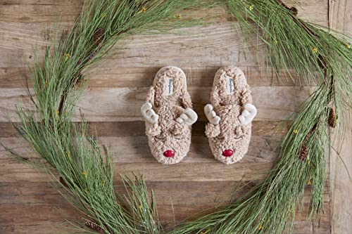 Dearfoams Unisex Women's Funny Ugly Christmas Sweater Turkey Holiday Scuff Slipper, Men's Reindeer, Large