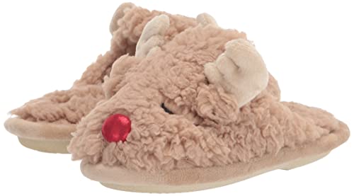 Dearfoams Matching Family Holiday Christmas Reindeer & Turkey Scuff Slipper, Kids Reindeer, US 7-8 Unisex Toddler