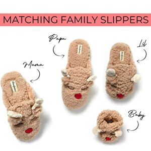 Dearfoams Matching Family Holiday Christmas Reindeer & Turkey Scuff Slipper, Kids Reindeer, US 7-8 Unisex Toddler