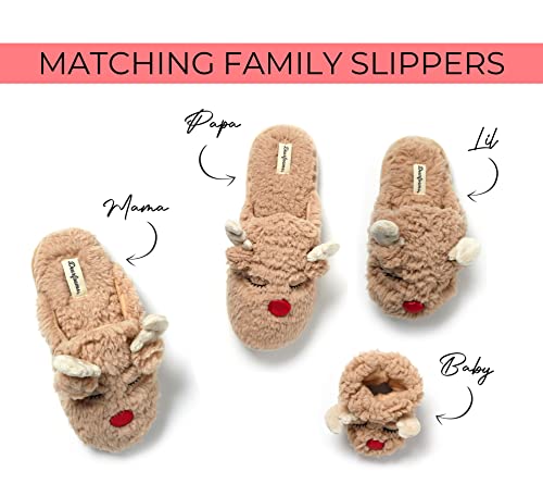 Dearfoams Matching Family Holiday Christmas Reindeer & Turkey Scuff Slipper, Kids Reindeer, US 7-8 Unisex Toddler