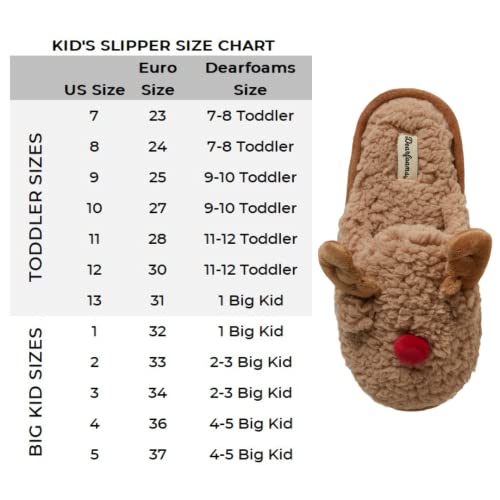 Dearfoams Matching Family Holiday Christmas Reindeer & Turkey Scuff Slipper, Kids Reindeer, US 7-8 Unisex Toddler