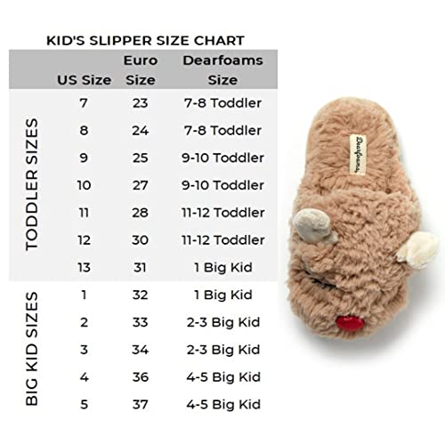 Dearfoams Matching Family Holiday Christmas Reindeer & Turkey Scuff Slipper, Kids Reindeer, US 7-8 Unisex Toddler