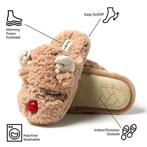 Dearfoams Matching Family Holiday Christmas Reindeer & Turkey Scuff Slipper, Kids Reindeer, US 7-8 Unisex Toddler