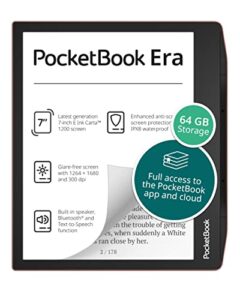 pocketbook era e-reader, sunset copper, 64gb | 7ʺ glare-free & eye-friendly touch-screen with e -ink technology | waterproof | text-to-speech, audio- & e-book reader | smartlight & built-in speaker